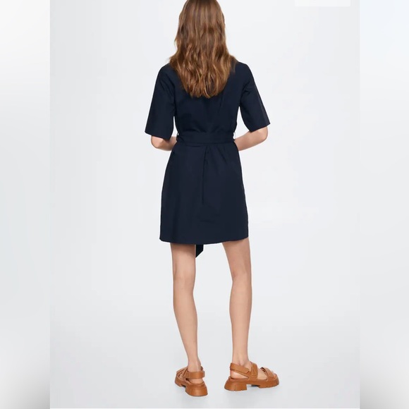 Mango | Dresses | Mng By Mango Navy Blue Front Tie Midi Dress Nwt ...